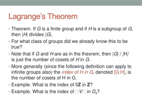Ppt Cosets And Lagranges Theorem 1028 Powerpoint Presentation