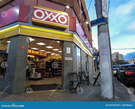 Front View Of Oxxo Supermarket In Sao Paulo City Oxxo Is Popular