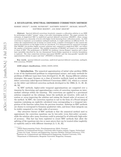 Pdf A Multi Level Spectral Deferred Correction Method