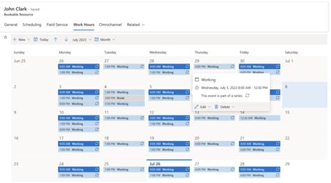 Work Hours Calendar Supports Multiple Recurrences In Dynamics 365 Field