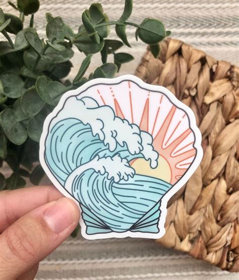 Beach Sticker Sea Shell The Ocean Is Calling Sticker Ocean Decal Wave