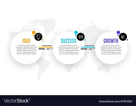 Three Step Infographic Sequence Diagram Template Vector Image