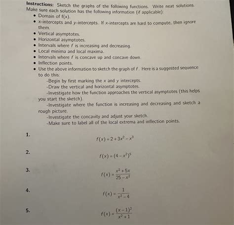 Solved Instructions Sketch The Graphs Of The Following Chegg