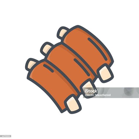 Iga Ikon Berwarna Makanan Daging Ilustrasi Stok Unduh Gambar Sekarang