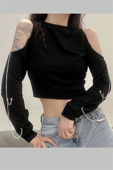 Long Sleeve Sexy Off Shoulder With Chain Tomscloth