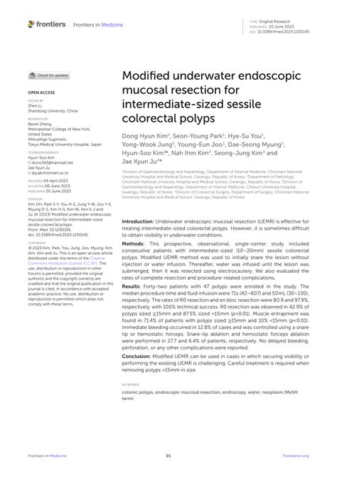 Pdf Modified Underwater Endoscopic Mucosal Resection For Intermediate