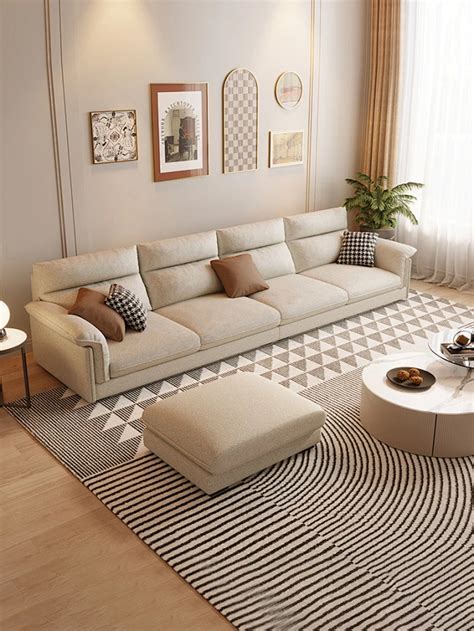 科技布艺沙发北欧客厅小户型简约现代轻奢组合奶油风乳胶直排沙发 淘宝网 花瓣网