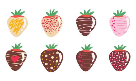 fresas en chocolate conjunto grande ilustración para fondos portadas