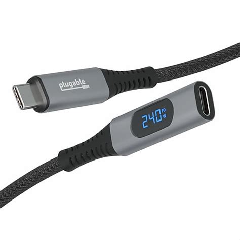 Plugable 3 3 Usb C Extension Cable With Built In Multimeter Tester Usbc Meter3 1mf Staples