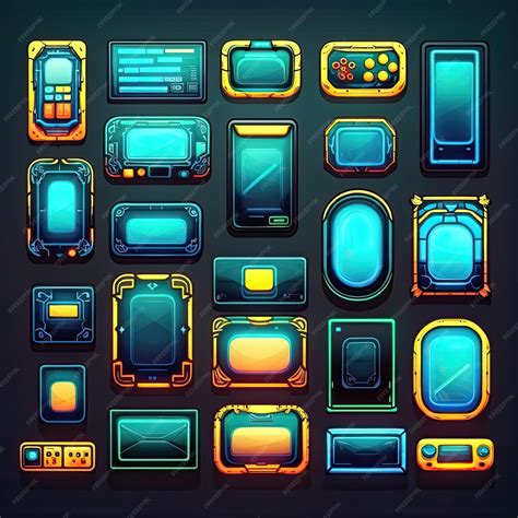 Premium Photo Interface Rectangle Frame Game Ai Generated Background Gui Button Element Banner