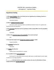 Introduction To Hypothesis Testing In Statistics Course Hero