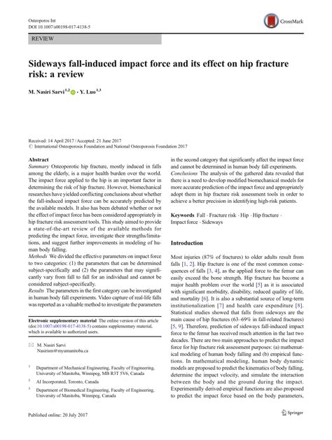 Pdf Sideways Fall Induced Impact Force And Its Effect On Hip Fracture Risk A Review