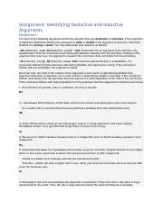 Identifying Deductive Vs Inductive Arguments Validity Course Hero