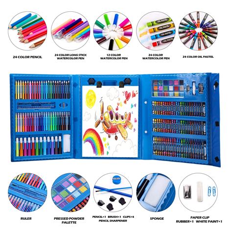 Пълен комплект за рисуване и рисуване с 208 части пастели цветни моливи маслени пастели и