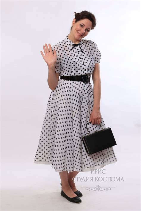 Платье белое в горох | Прокат костюмов от студии "Ирис"
