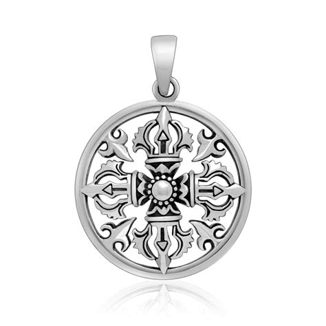 Sterling Silver Double Dorje Tibetan Pendant