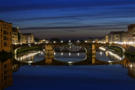 Bridges Of Florence At Night Stock Image Image Of Details European