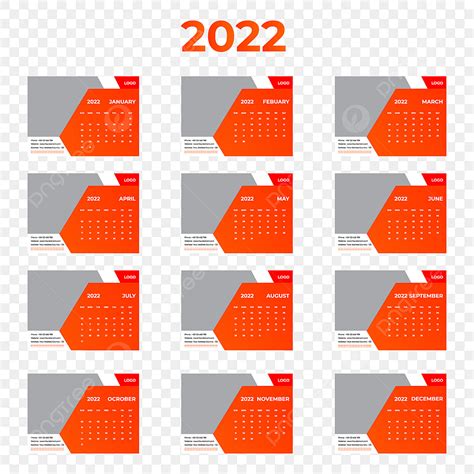 Wall Calendar Design Vector Art PNG One Page Wall Calendar 2022