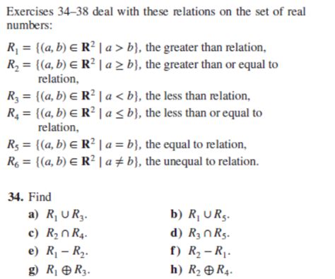 Solved Exercises Deal With These Relations On The Set Chegg Com