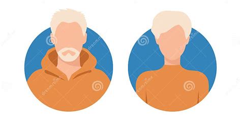 Woman And Man With Blond Hair Abstract Face Icons Female And Male