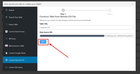 Create Table From CSV Ninja Tables