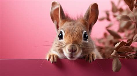 Premium AI Image Surprised Squirrel Cautiously Peeks Around A Corner