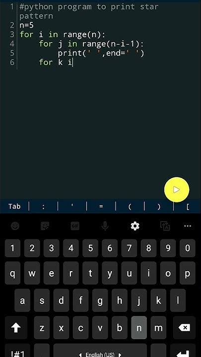 create a star pattern in python using for loop nested loop in