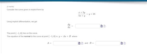 Solved 2 Marks Consider The Curve Given In Implicit Form