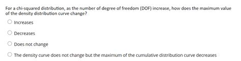 Solved For A Chi Squared Distribution As The Number Of Chegg Com