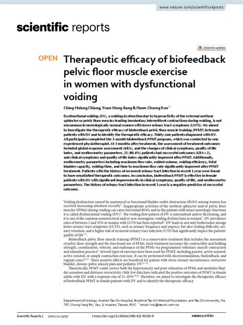 Semg Biofeedback Pelvic Floor Muscle Dysfunctional Voiding Pdf