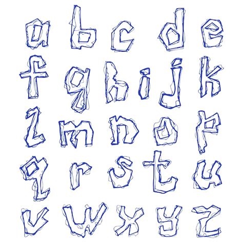 Letras Dibujadas A Mano Del Alfabeto Latino Vector Premium