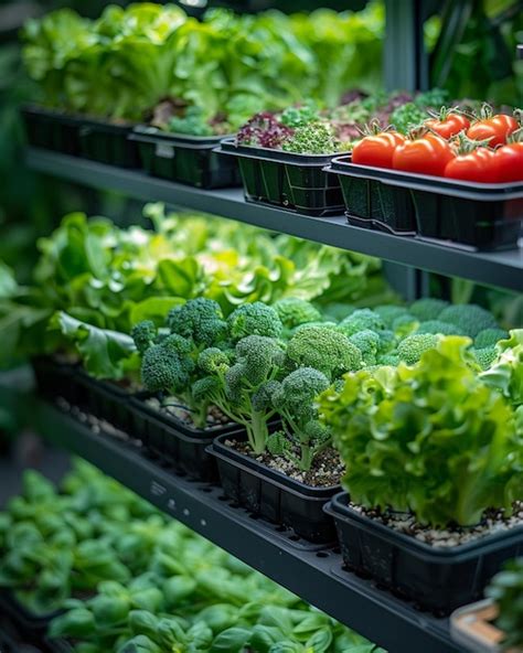 A Hydroponic System Growing Various Wallpaper Premium Ai Generated Image