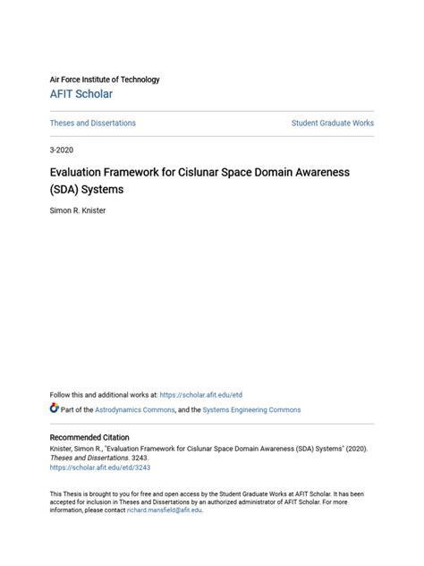 Evaluation Framework For Cislunar Space Domain Awareness Sda Sy