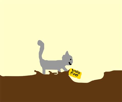 Kitty Digging With A Ticket Drawception
