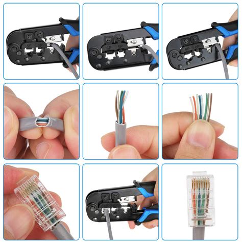 RJ Crimping Tool Kit Ethernet Crimp Set RJ P RJ P RJ Crimp Cut And Strip With