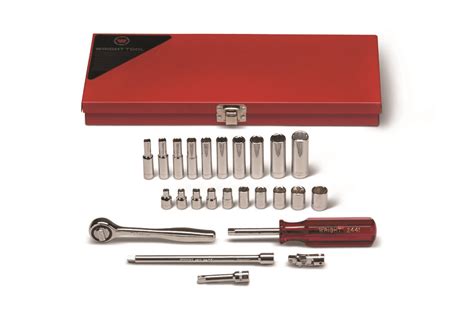 1 4 Drive 25 Piece Metal Boxed Set 6 Point Standard Sockets 5 32
