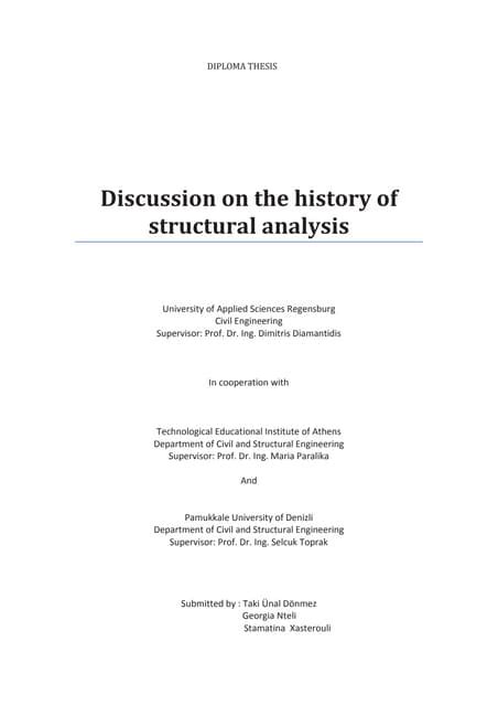 Diploma Thesis Research On The History Of Structural Analysis Pdf