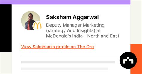 Saksham Aggarwal Deputy Manager Marketing Strategy And Insights At Mcdonalds India North
