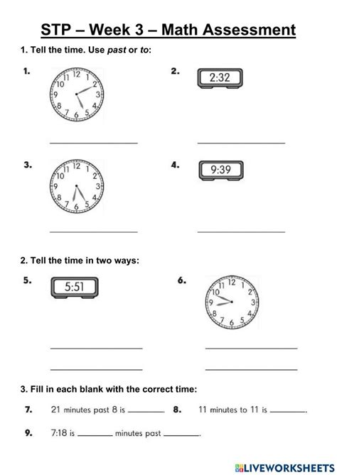 Stp Week 3 Math Assessment Interactive Worksheet Live Worksheets