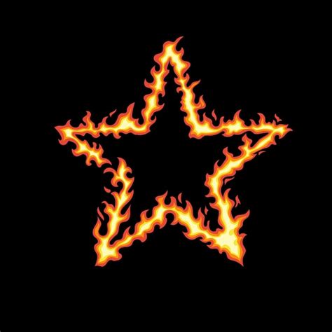 Estrela De Fogo Isolada Em Fundo Preto Vetor Premium