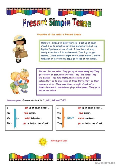 Present Simple Tense English ESL Worksheets Pdf Doc