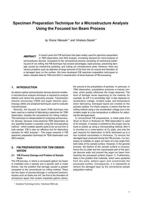 Specimen Preparation Technique For A Microstructure Analysis