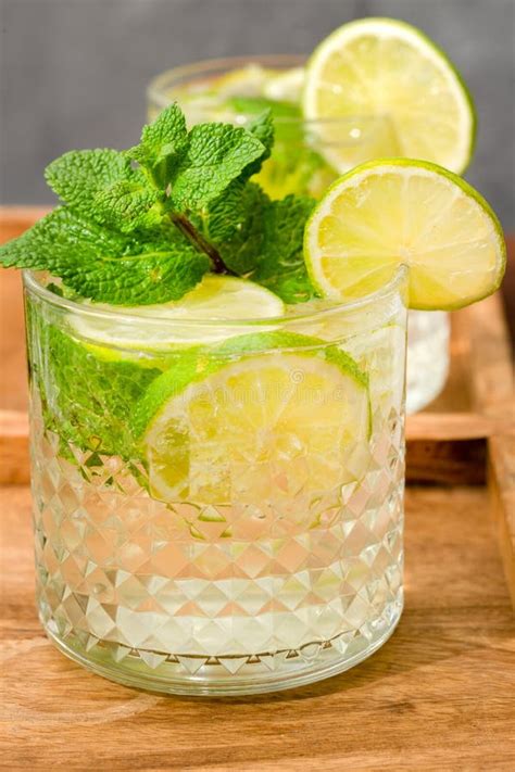 Fresh Mojito Cocktail with Lime and Mint in Glass Stock Photo - Image ...