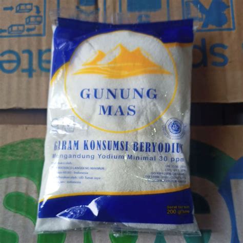 Jual Garam Halus Gunung Mas Garam Konsumsi Beryodium 200 Gram Shopee