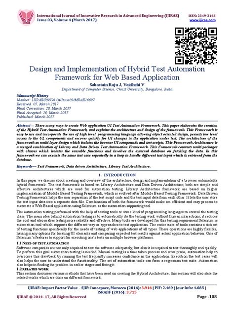 design and implementation of hybrid test automation framework for web