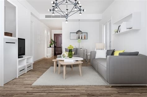 3 Dレンダリングモダンなダイニングルームと豪華な装飾が施されたリビングルーム 無料の写真