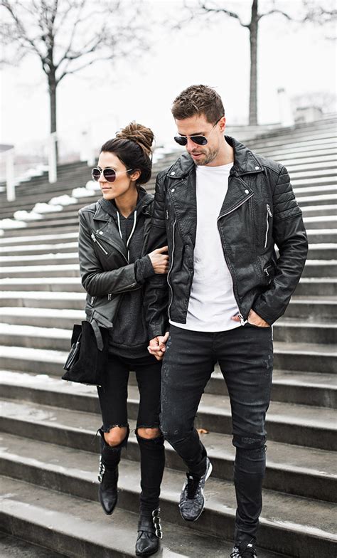 Leather Hello Fashion Matching Couple Outfits Couple Outfits