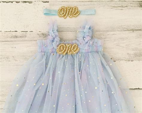 Blue Pastel Rainbow Tulle Dress First Birthday Tutu Dress Cake Smash