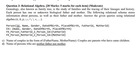 Solved Question Relational Algebra Marks Marks Chegg