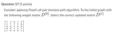 Solved Question Points Consider Applying Floyd S All Chegg